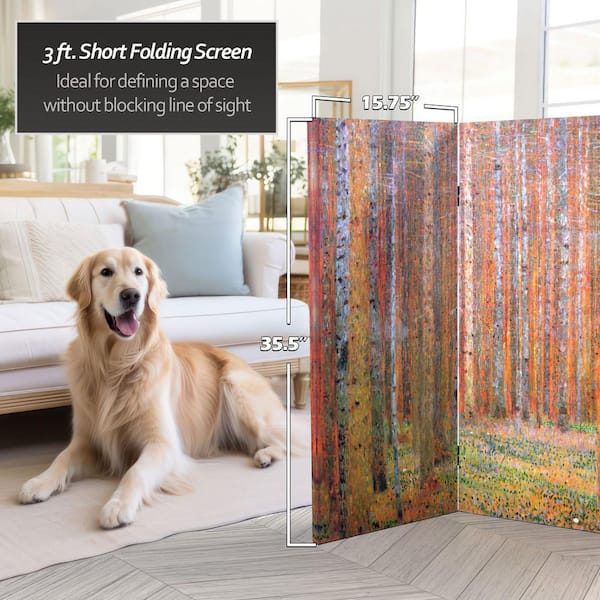 RED LANTERN 3 ft. Short Works of Klimt Canvas 3-Panel Folding Screen ...