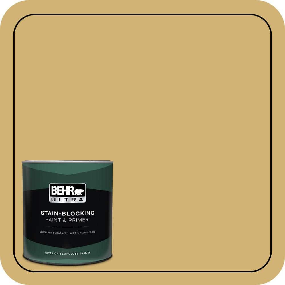 BEHR ULTRA 1 qt. #M320-5 Dried Chamomile Semi-Gloss Enamel Exterior ...