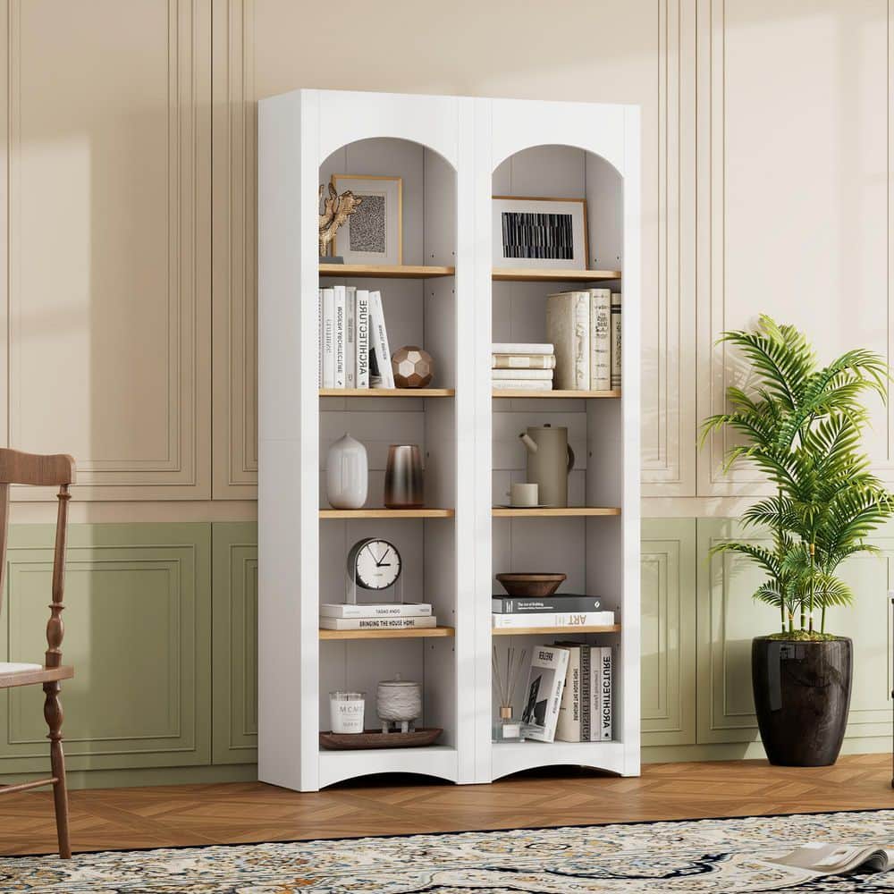 Harper & Bright Designs 72 in. Tall White Wood 5-Shelf Standard Accent ...
