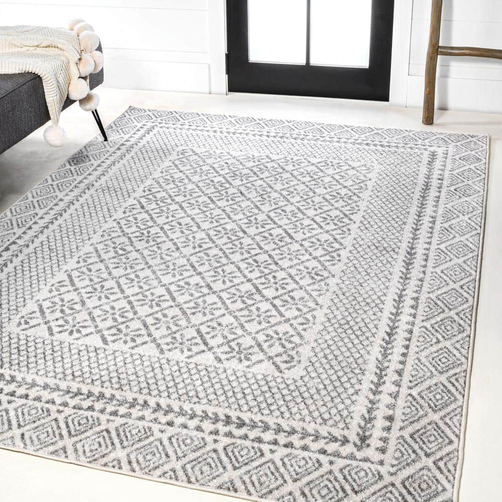 JONATHAN Y Athens Modern Geometric Boho Rug Gray/Cream 3 ft. x 5 ft ...