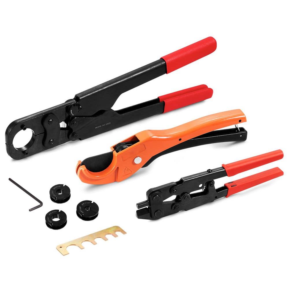 SKYSHALO PEX Pipe Crimping Tool Kit Pro Press Crimper for 3/8 in. 1/2 ...