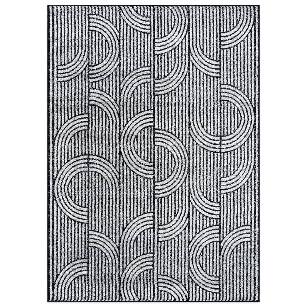 World Rug Gallery Modern Arch Pattern Stripe Cream 7 ft. 10 in. x 10 ft ...