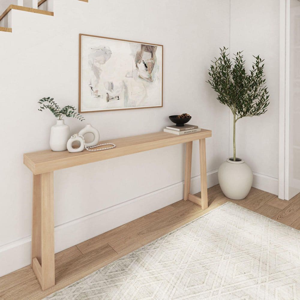 PLANK+BEAM Classic 56 in. Blonde Rectangle Wood Console Table ...