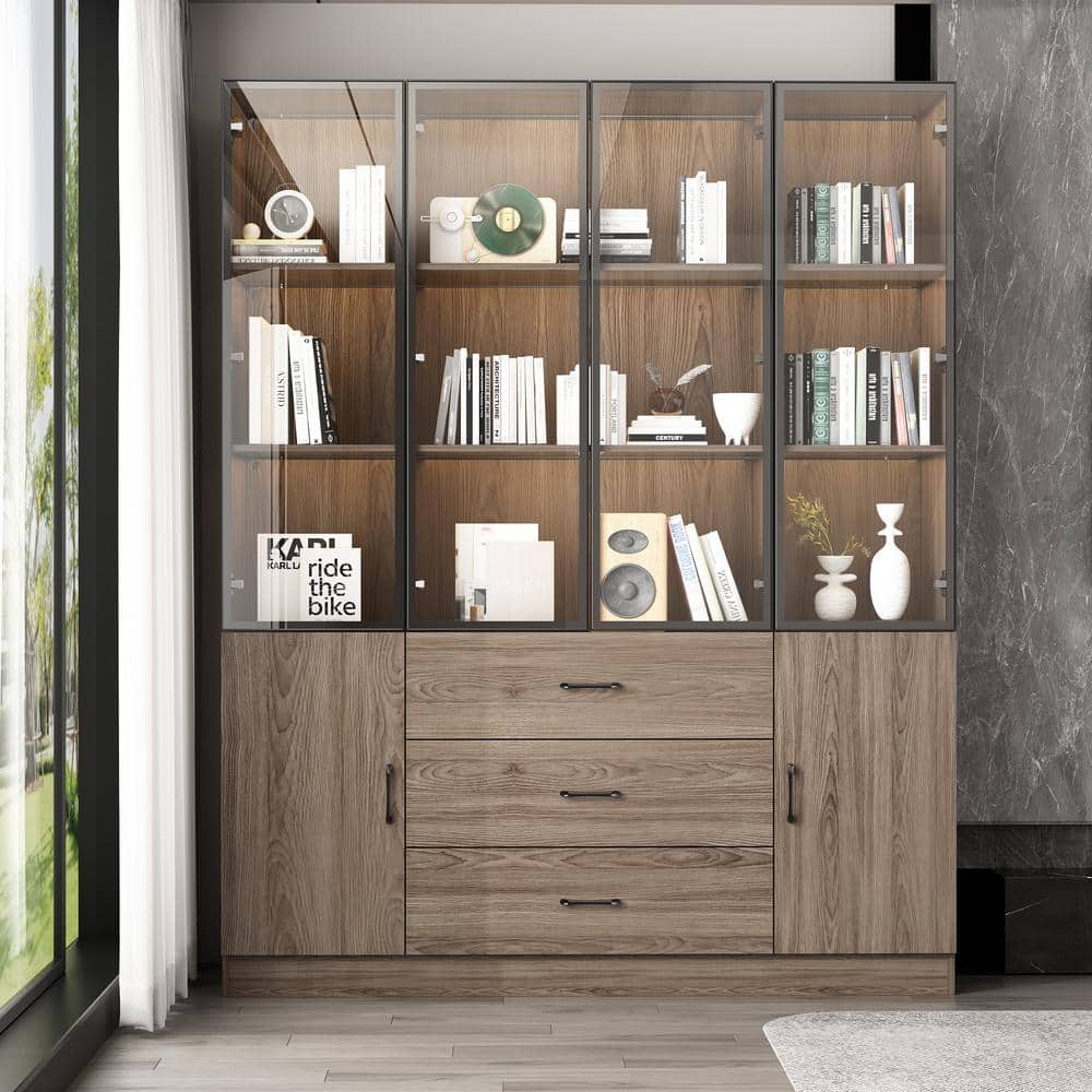 Reviews for FUFU&GAGA 78.7 in. Tall Brown Wood 13-Shelf Standard ...