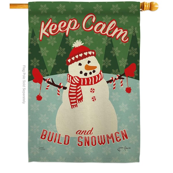 Breeze Decor 28 in. x 40 in. Keep Calm Build Snowmen Christmas House ...