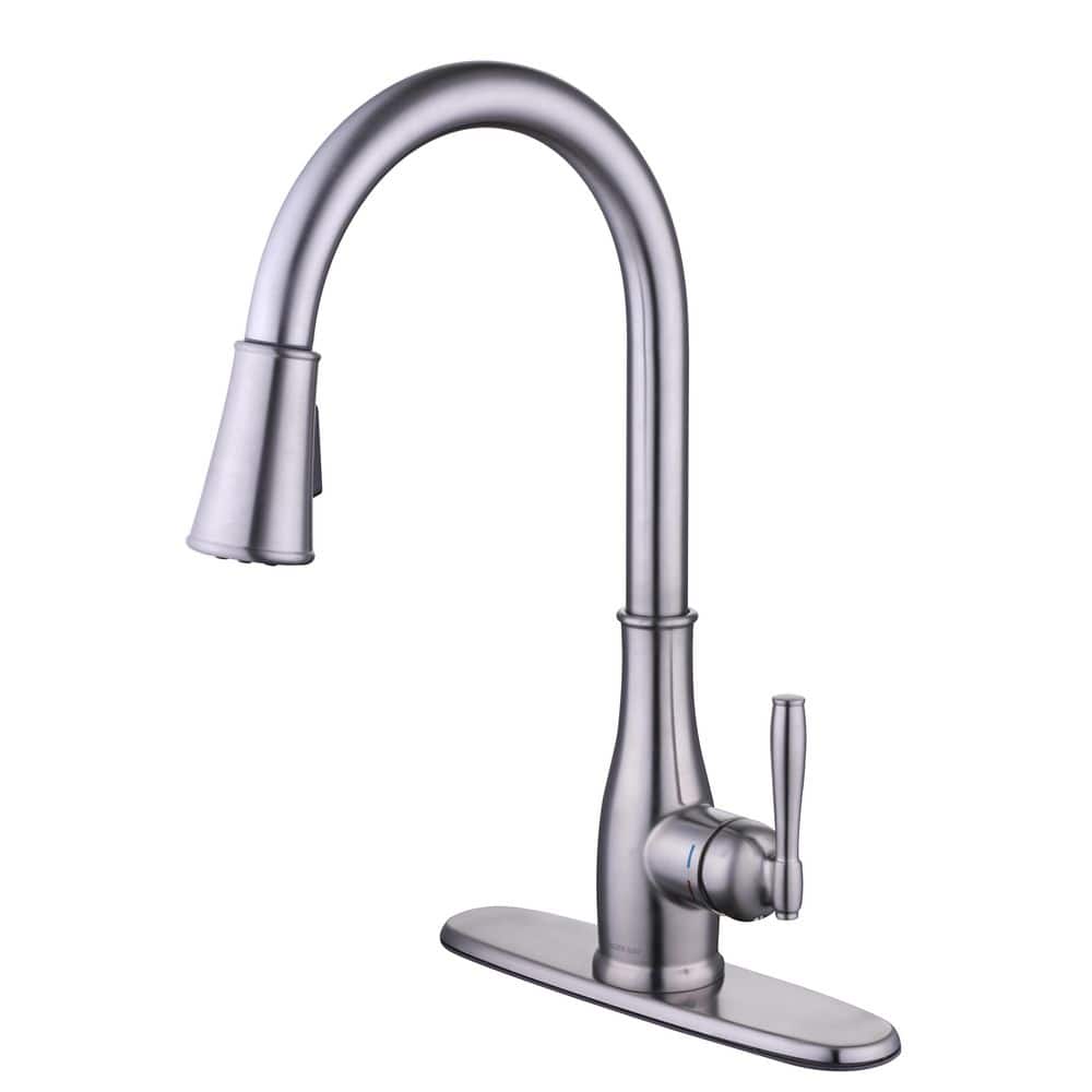 Buy Halwin Single-Handle Pull Down Sprayer Kitchen Faucet in Stainless ...
