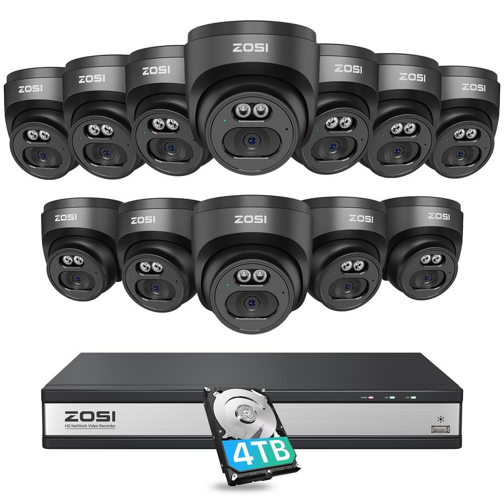 ZOSI 16-Channel 4TB POE NVR Security Camera System with 12 Wired 4MP ...