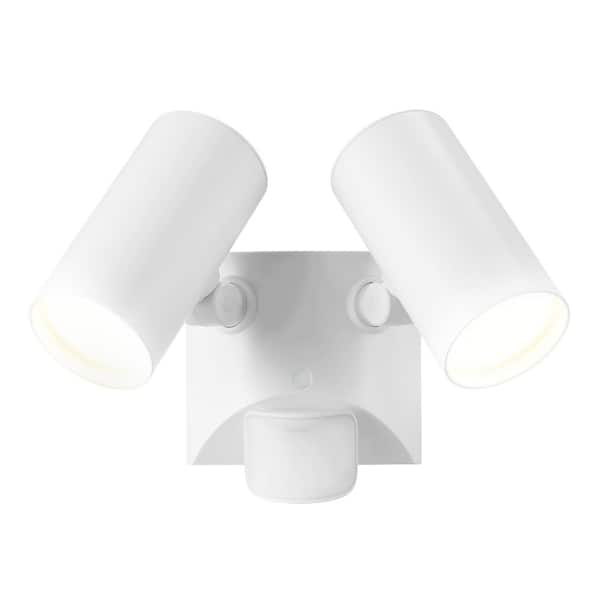 Globe Electric 180-Degree 22W Twin Head White Wired Motion Activated ...