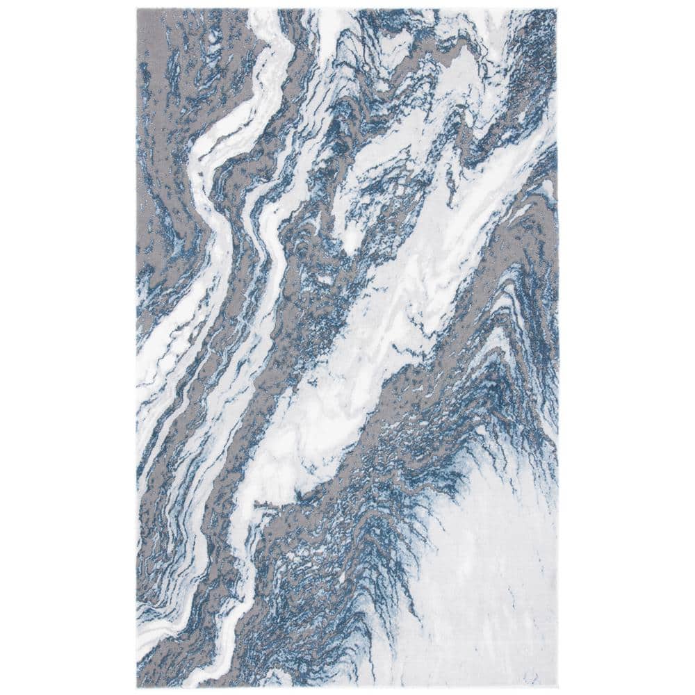 SAFAVIEH Craft Gray/Blue 7 ft. x 9 ft. Marbled Abstract Area Rug ...