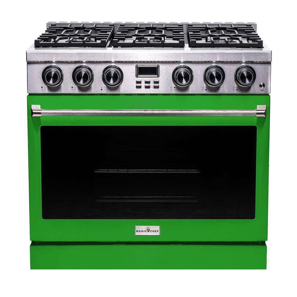 Magic Chef Pro-Style 36 in. 6-Burner Slide-in Gas Range with Convection ...