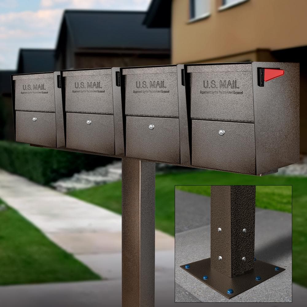 Mail Boss Package Master X4 Locking Post Mount Mailbox Combo Kit ...