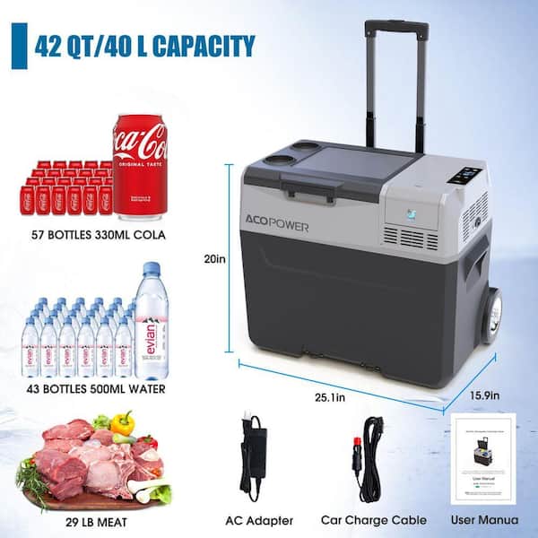 42 qt. Car Freezer, Cooler with APP Control and 6 in. Off-Road Wheels ...