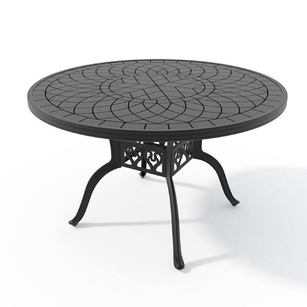 47.24. in. Cast Aluminum Round Outdoor Patio Dining Table CZH-164 - The ...