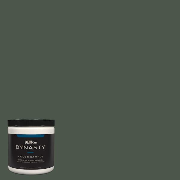 BEHR DYNASTY 8 oz. #PMD-66 Deep Evergreen Satin Enamel Stain-Blocking ...