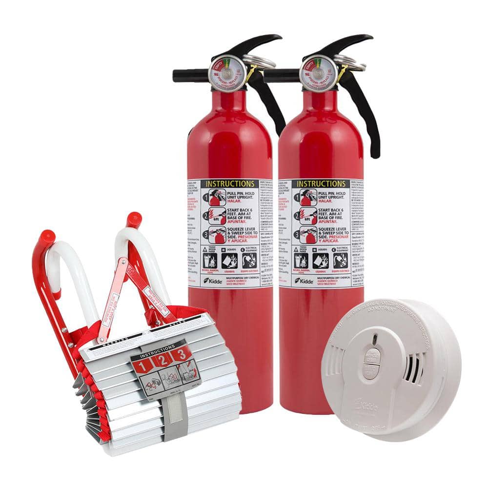 Kidde 2-Story Home Fire Safety Kit, 10-Year Battery Smoke Detector (3 ...