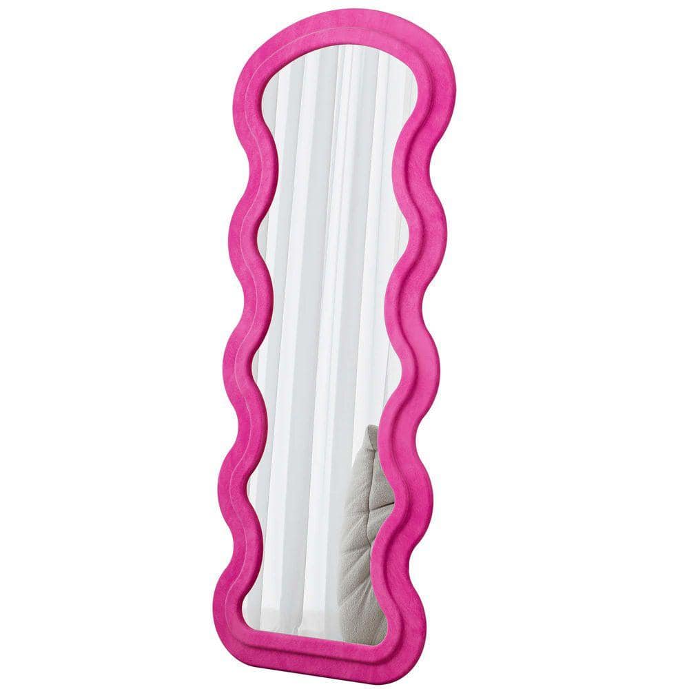 Rose Pink 24 in. W x 63 in. H Irregular Full-Length Vertical Mirror ...
