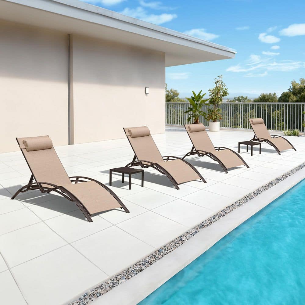PURPLE LEAF Patio Metal Outdoor Chaise Lounge Set Beach Pool Sunbathing ...
