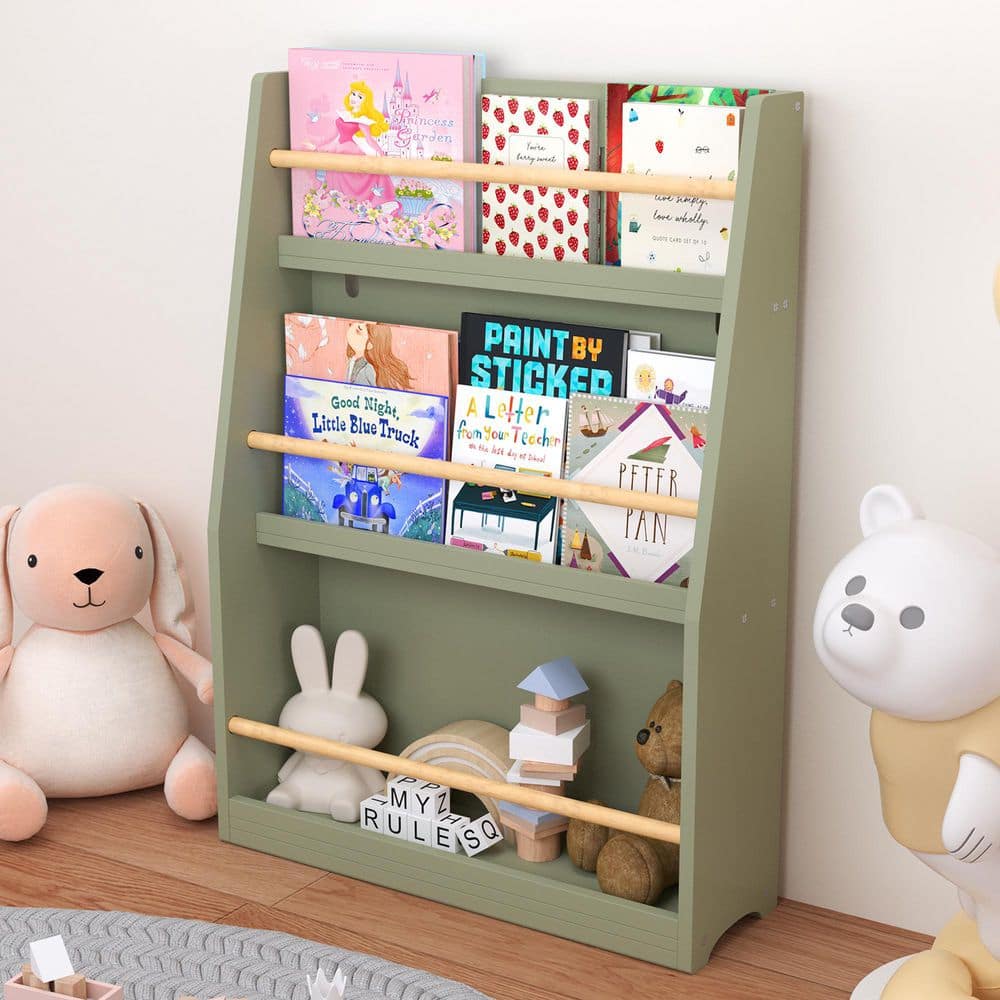 SUNRINX Sage 22.83 in. W x 31.50 in. H Wood Freestanding Magazine Rack ...