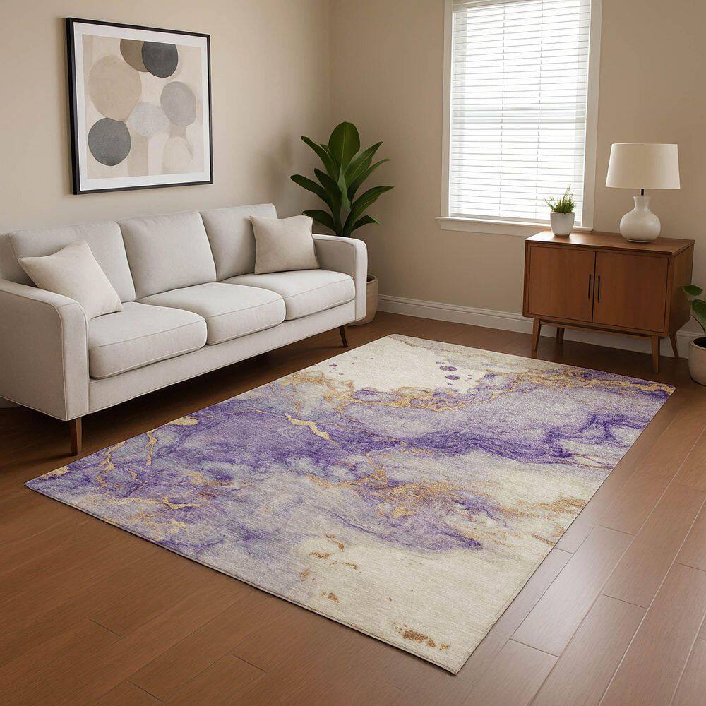 Addison Rugs Mayfield Premium Machine Washable Abstract AMF1794 Purple ...