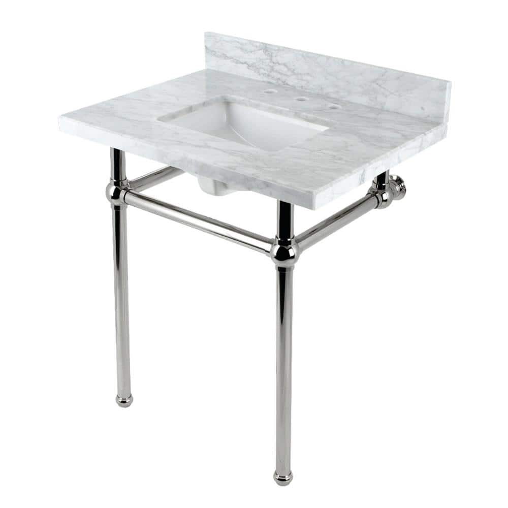 Kingston Brass Fauceture 30 in. Marble Console Sink Set with Brass Legs ...