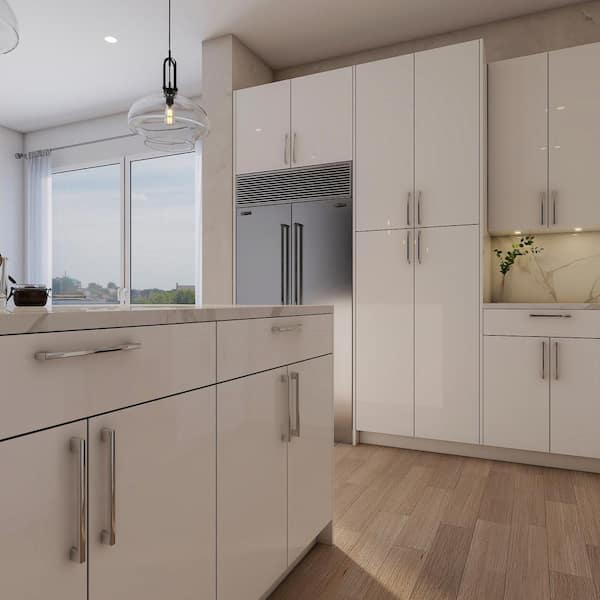 White gloss tall kitchen unit store