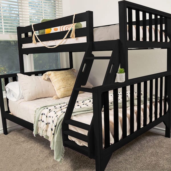 Max & Lily Scandinavian Black Twin Over Full Bunk Bed with Ladder ...