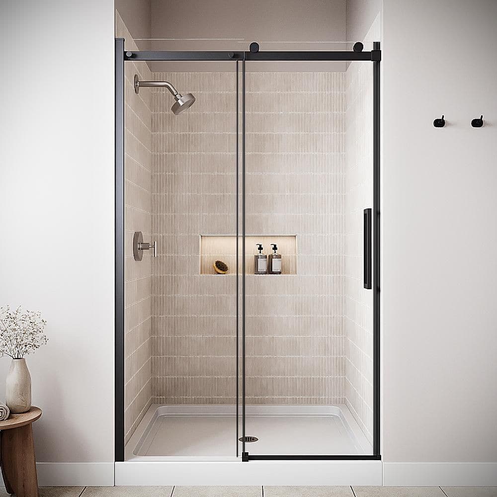 Streamline Torre 48'' x 76'' Semi-Frameless Sliding Shower Door with ...