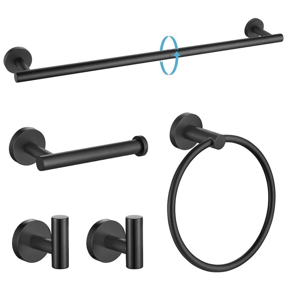Angel Sar 5-Piece Stainless Steel Bathroom Wall Mounted Hardware ...
