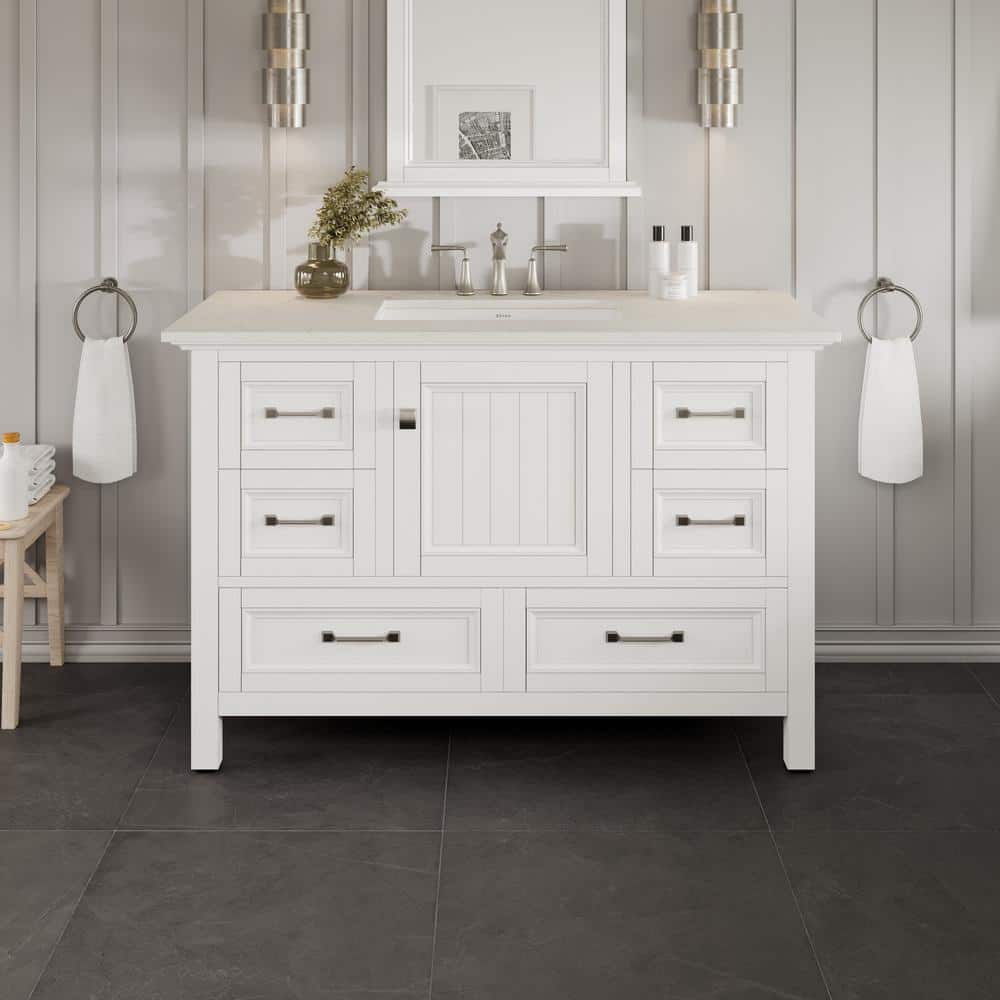 Eviva Britney 42 in. Single Sink White Bath Vanity with White Carrara ...