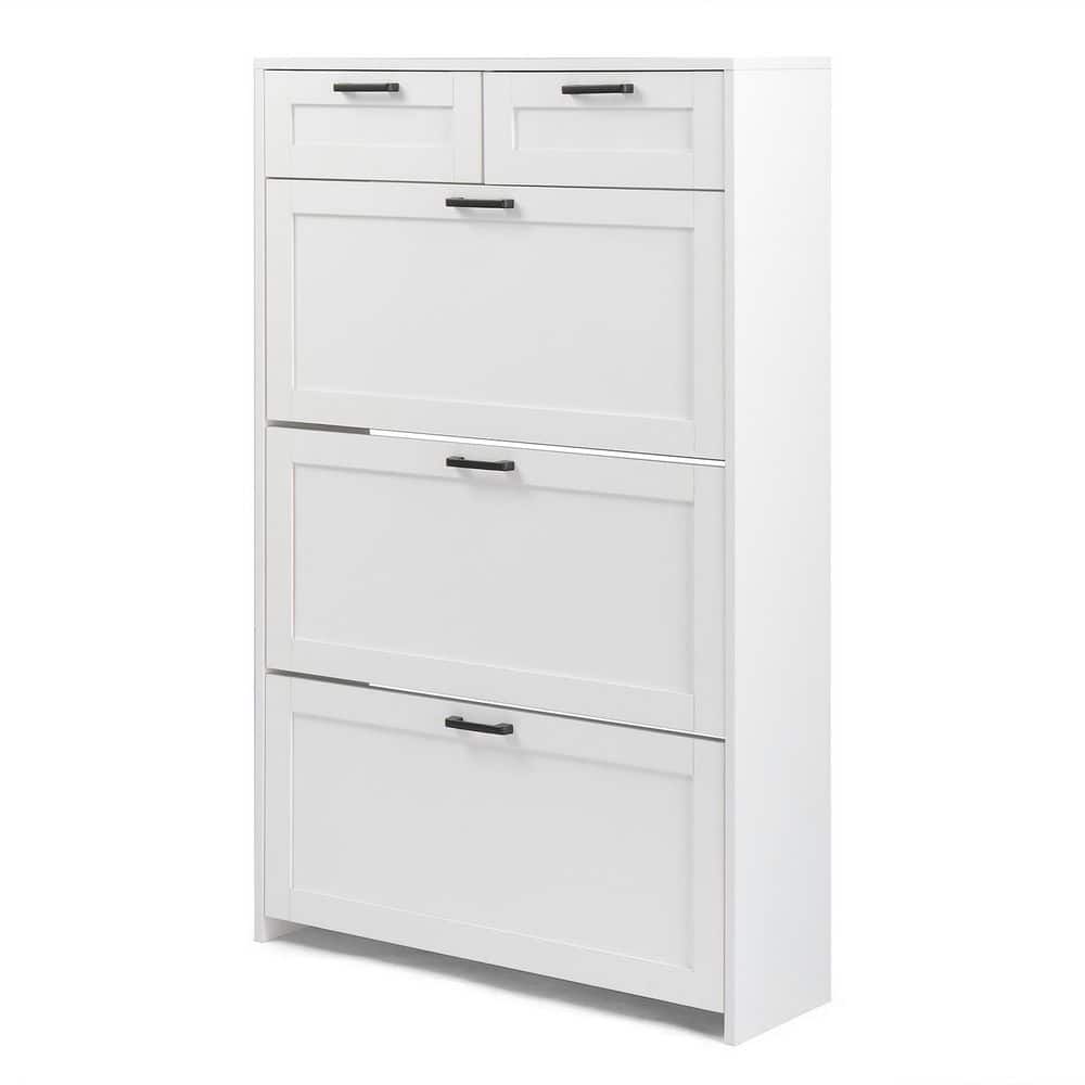 Karl home 47. 24in. H x31. 5in. W White Particle Board Shoe Storage ...