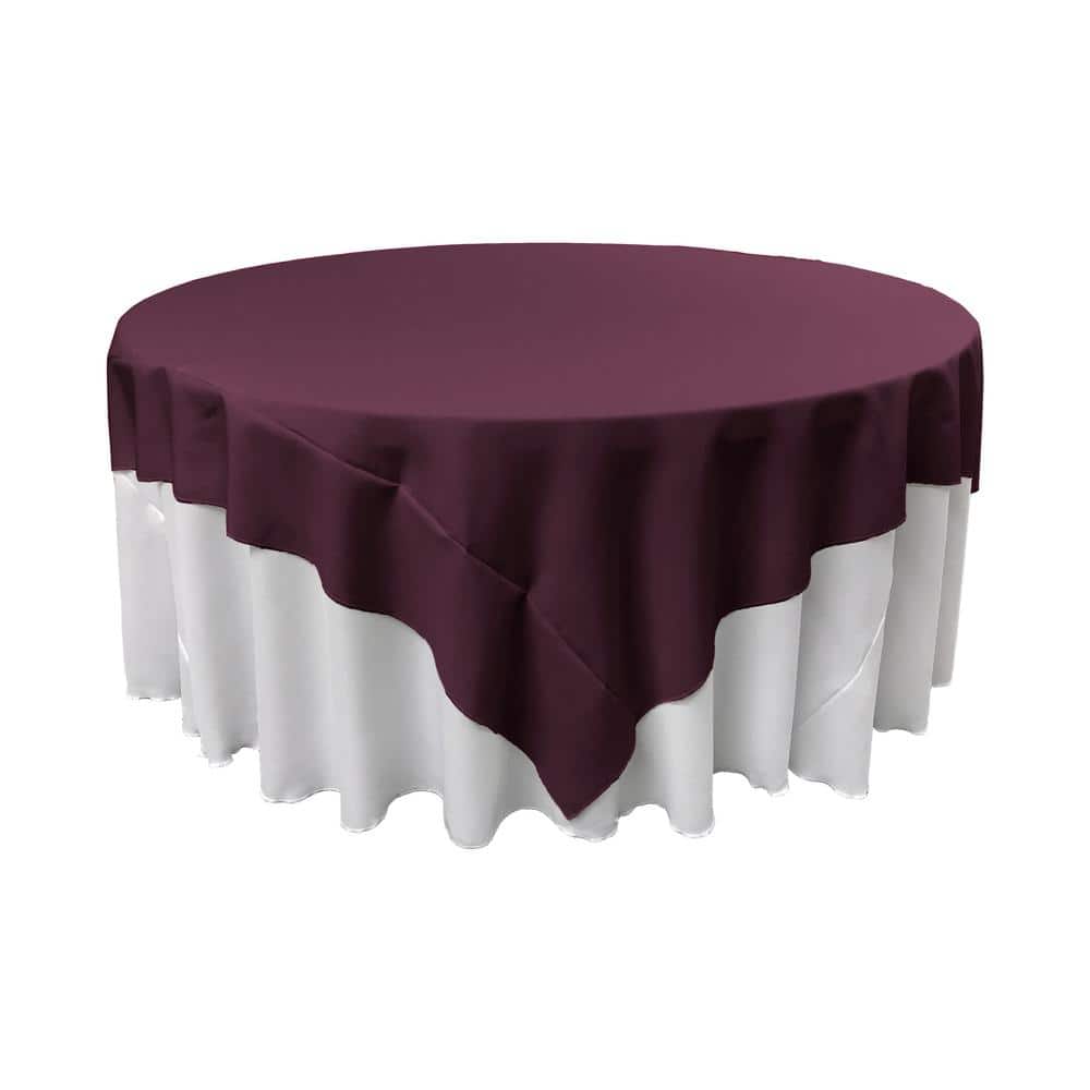 LA Linen 90 in. x 90 in. Eggplant Polyester Poplin Square Tablecloth ...