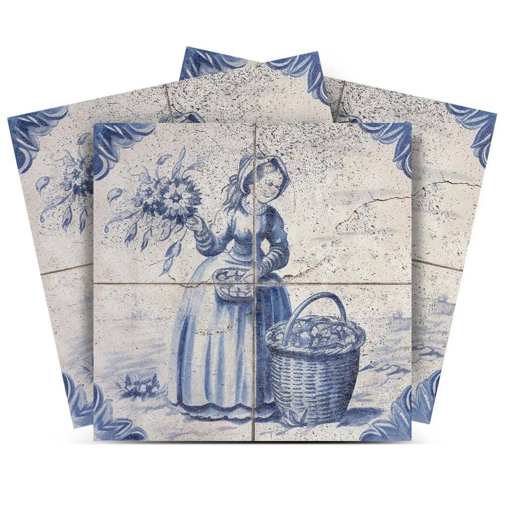 MI ALMA Blue and Light Steel Blue D22 8 in. x 8 in. Vinyl Peel and ...