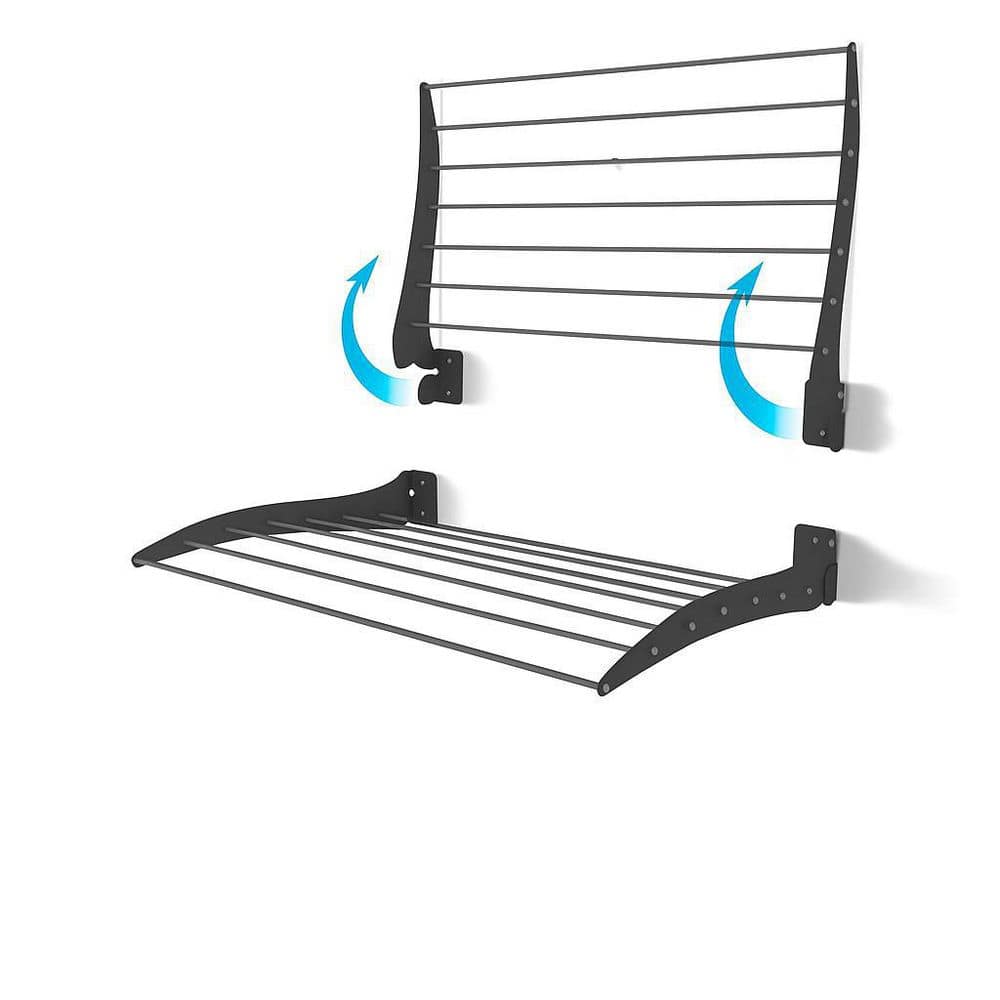 STEP UP Gray 34 in. W x 20.5 in D x 4 in. H Metal Wall Mounted Foldable ...