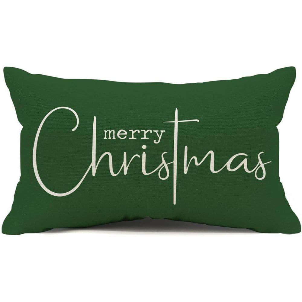 OGETFUUR 12 x 20 in. Green Rectangle Outdoor Christmas Throw Pillow ...