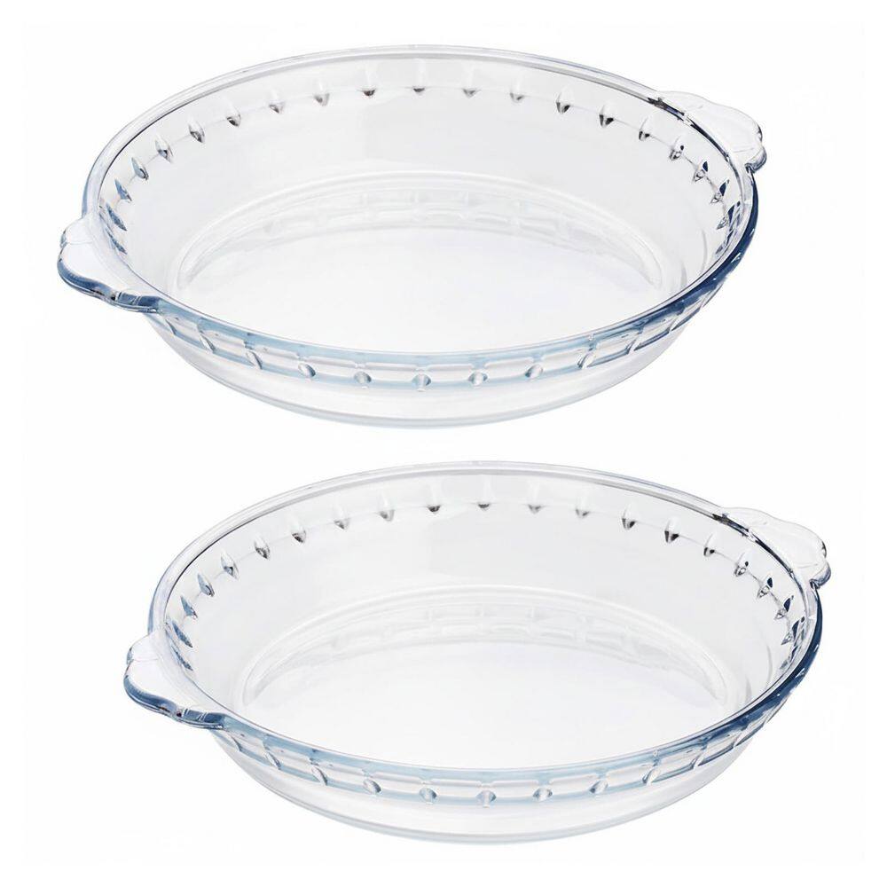 7 in. Glass Pie Plate with Handles for Baking and Serving, Wave Edge ...