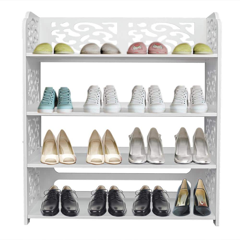 Karl home 25.99 in. H 12-Pair White Shoe Rack 127660908993 - The Home Depot