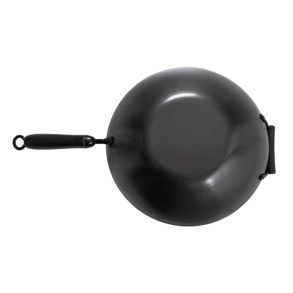 Honey Can Do 14 in. Carbon Steel Nonstick Wok Set with Lid and Bakelite ...
