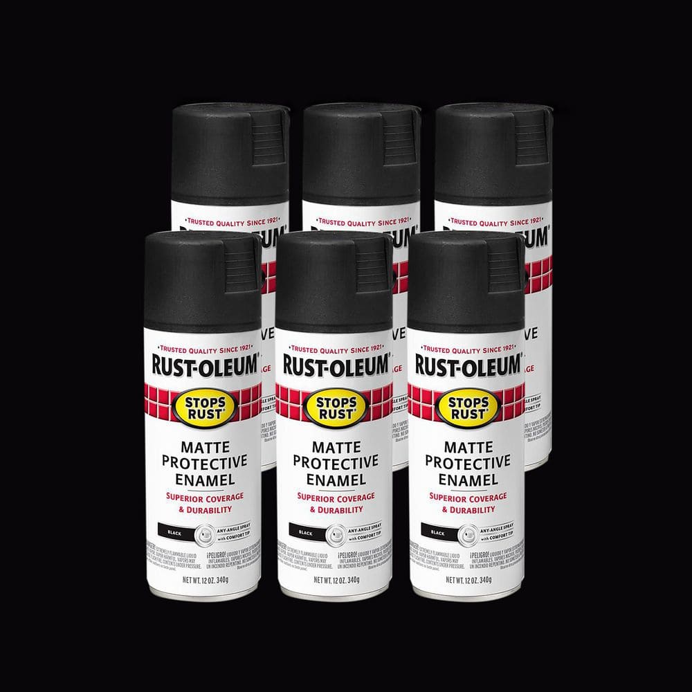 Rust-Oleum Stops Rust 12 oz. Protective Enamel Matte Black Spray Paint ...