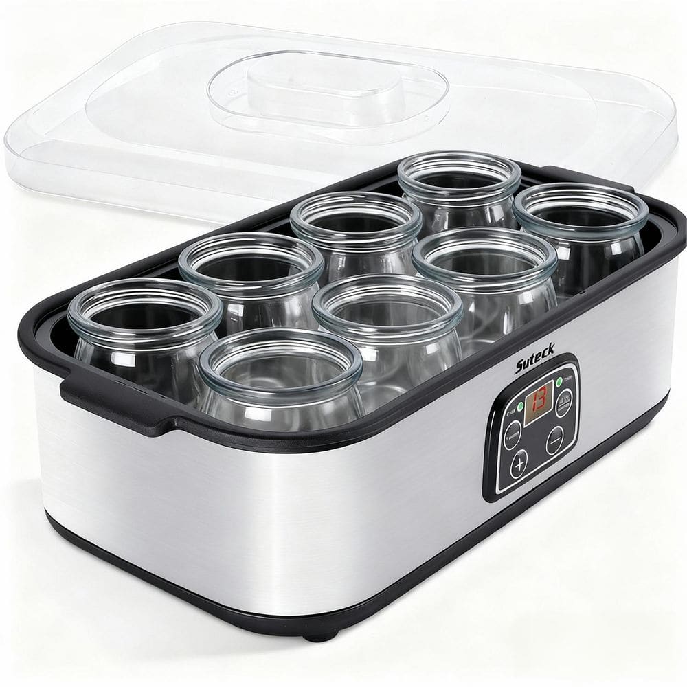 SEEUTEK 48 oz. (1.5 qt. ) LCD Display Yogurt Maker Machine with 8 Glass ...