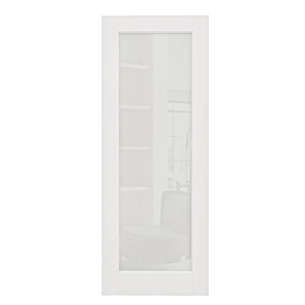 ARK DESIGN 28 in. x 80 in. Solid Core MDF 1-Lite Tempered Frosted Glass ...