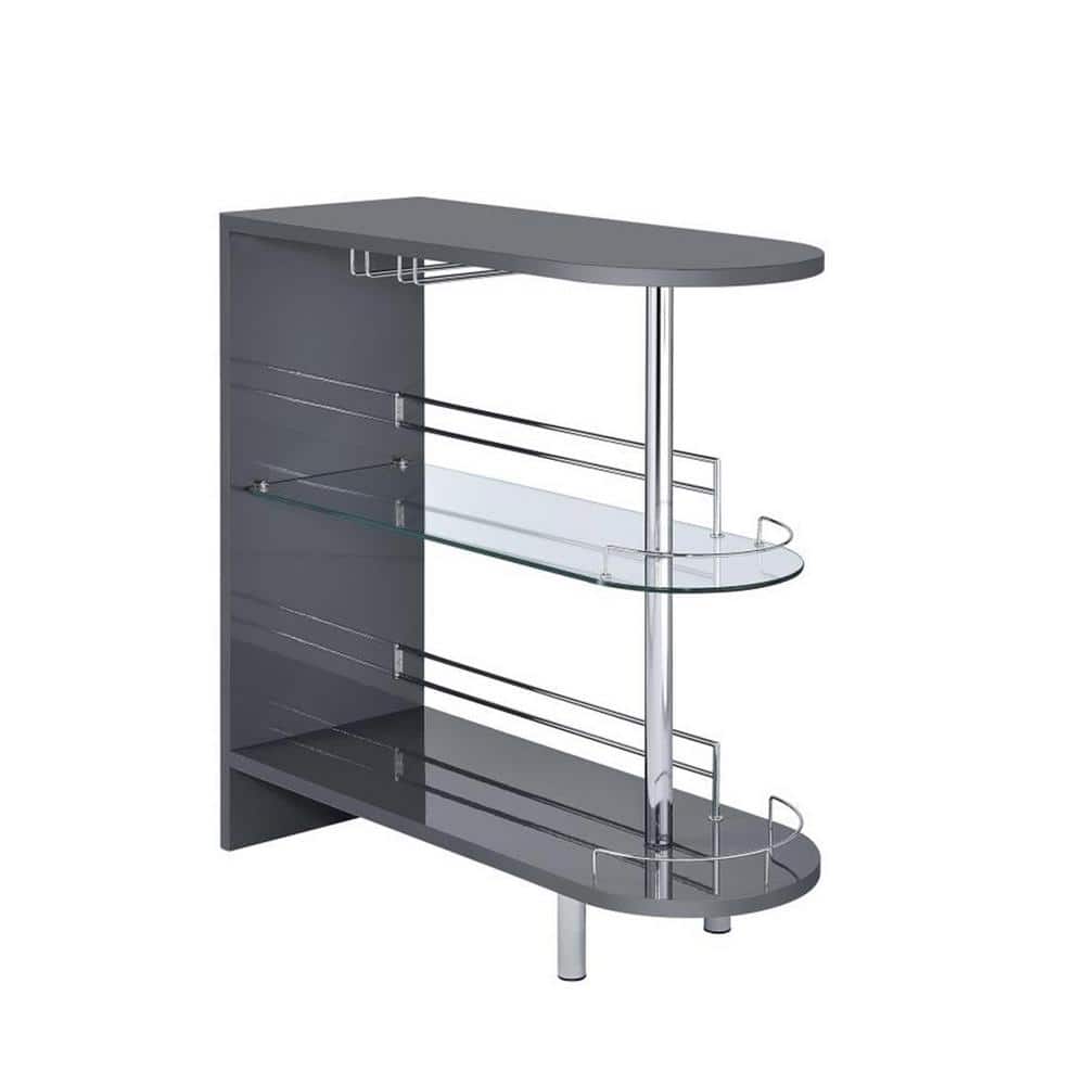 Coaster Gray Contemporary Bar Unit with Glass Shelves 101073 - The Home ...