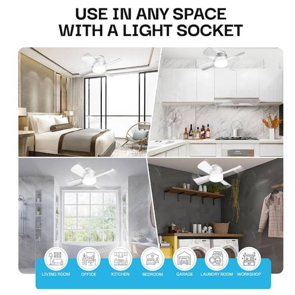 Bell + Howell 15.7 in. Indoor White Ceiling Fan with Remote, LED Light ...