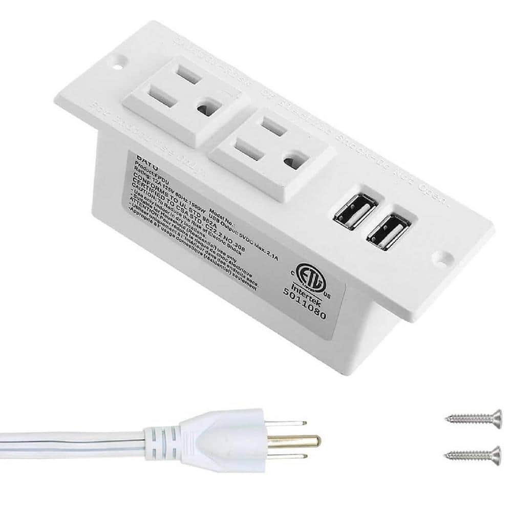 Lukyamzn Desktop Power Strip with 2 Outlets 2 USB 2.1 Amp Insert ...
