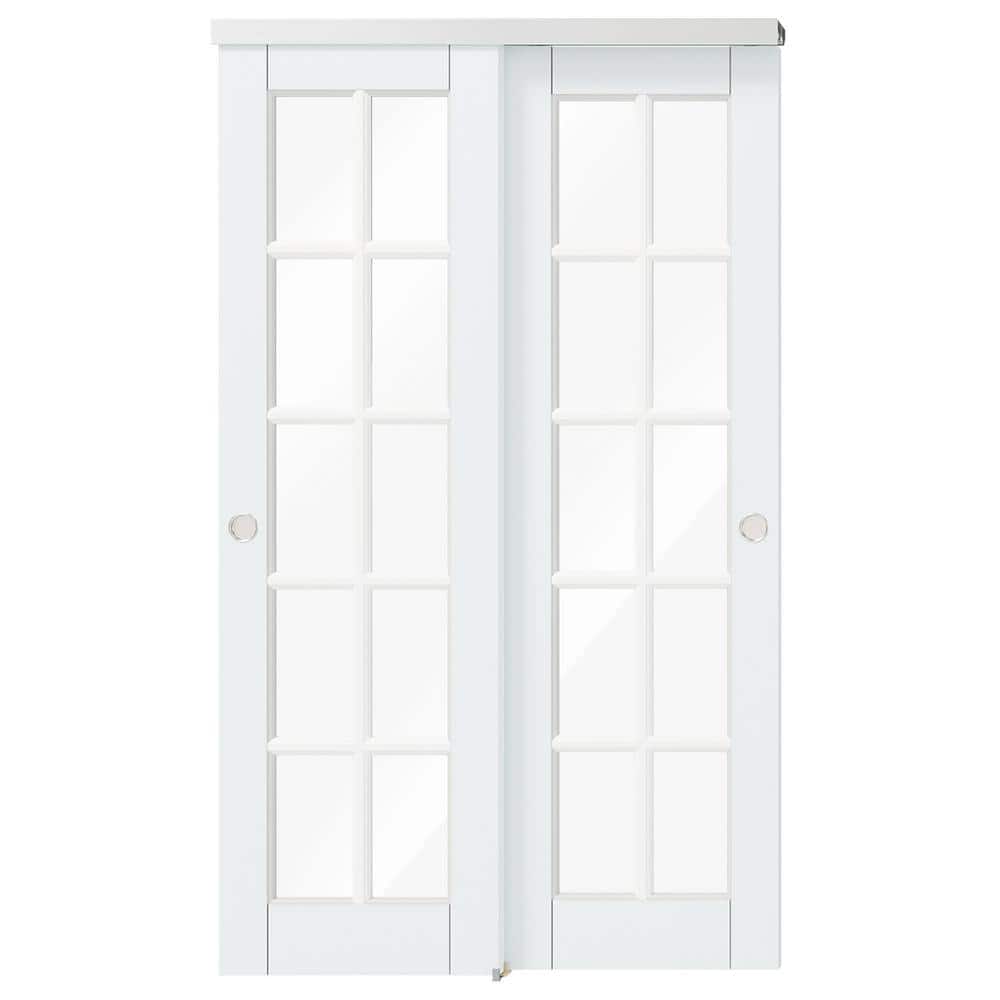 TENONER 48 in.x 80 in.(Double 24 in.)10 Lite, White Primed Clear Glass ...