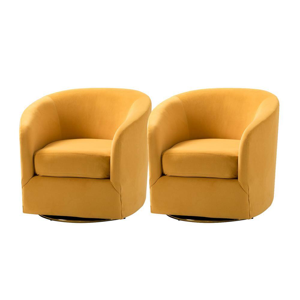 JAYDEN CREATION Estefan Mustard Polyester Arm Chair with Swivel (Set of ...