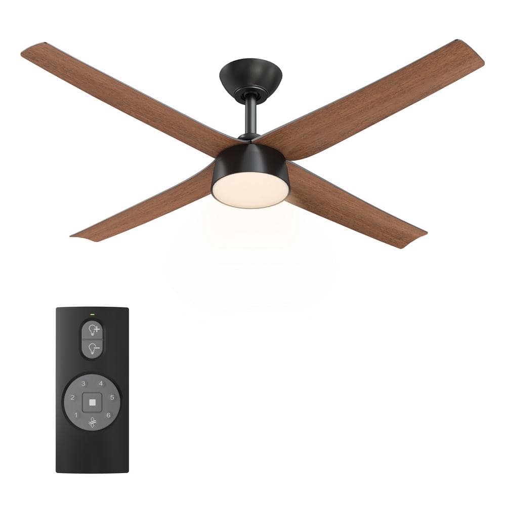 Breezism Elantica 48 in. Indoor Matte Black Ceiling Fan with Color ...