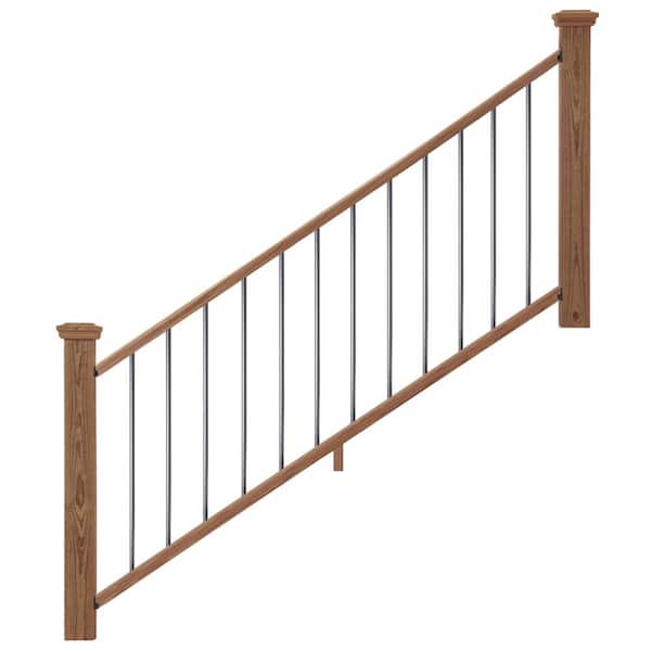 ProWood 6 ft. Walnut-Tone Southern Yellow Pine Moulded Stair Rail Kit ...