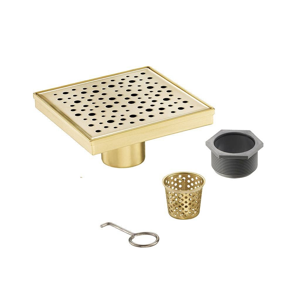 Elegante Drain Collection 6 in. Square Stainless Steel Shower Drain ...