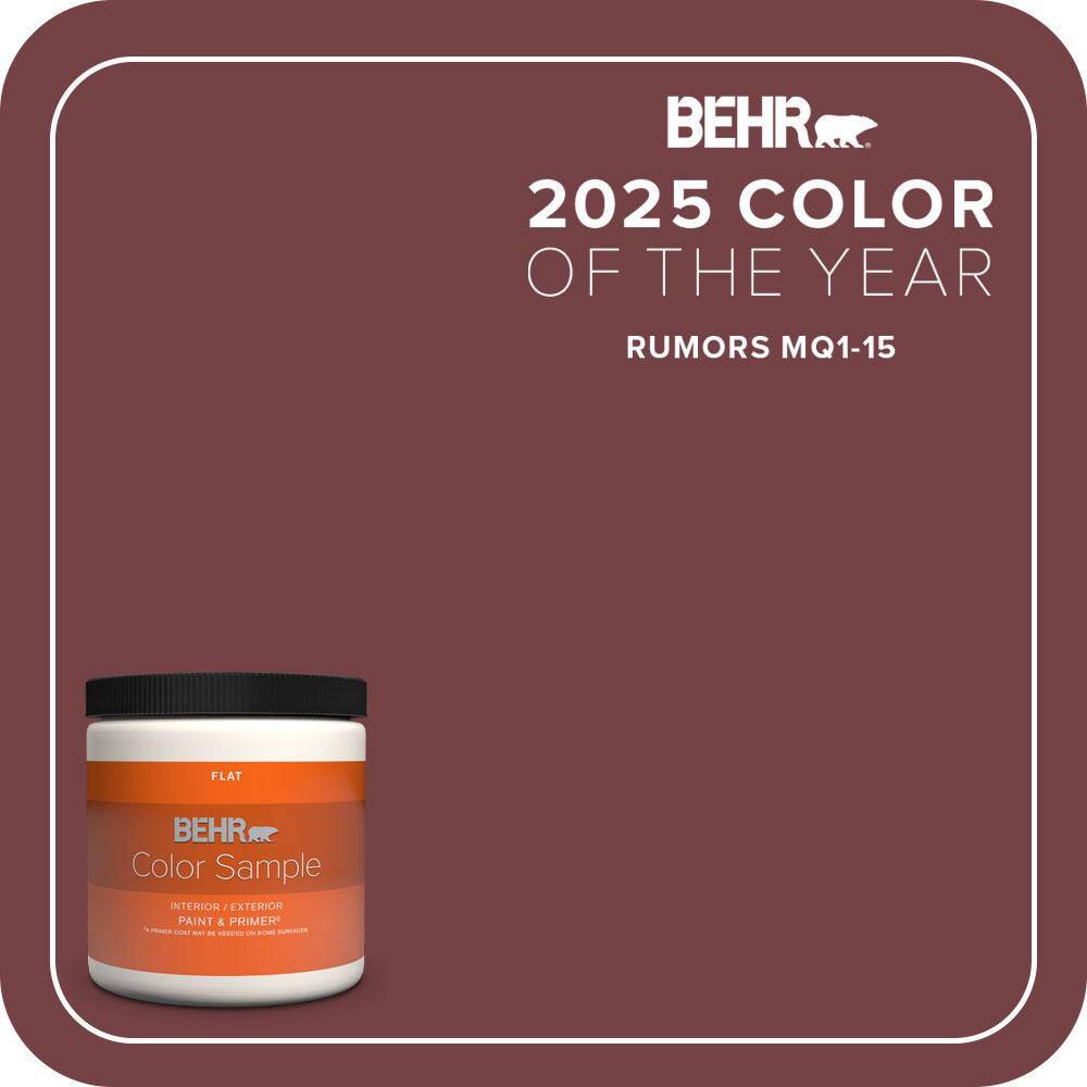 BEHR PREMIUM PLUS 8 oz. #MQ1-15 Rumors Flat Interior/Exterior Paint ...