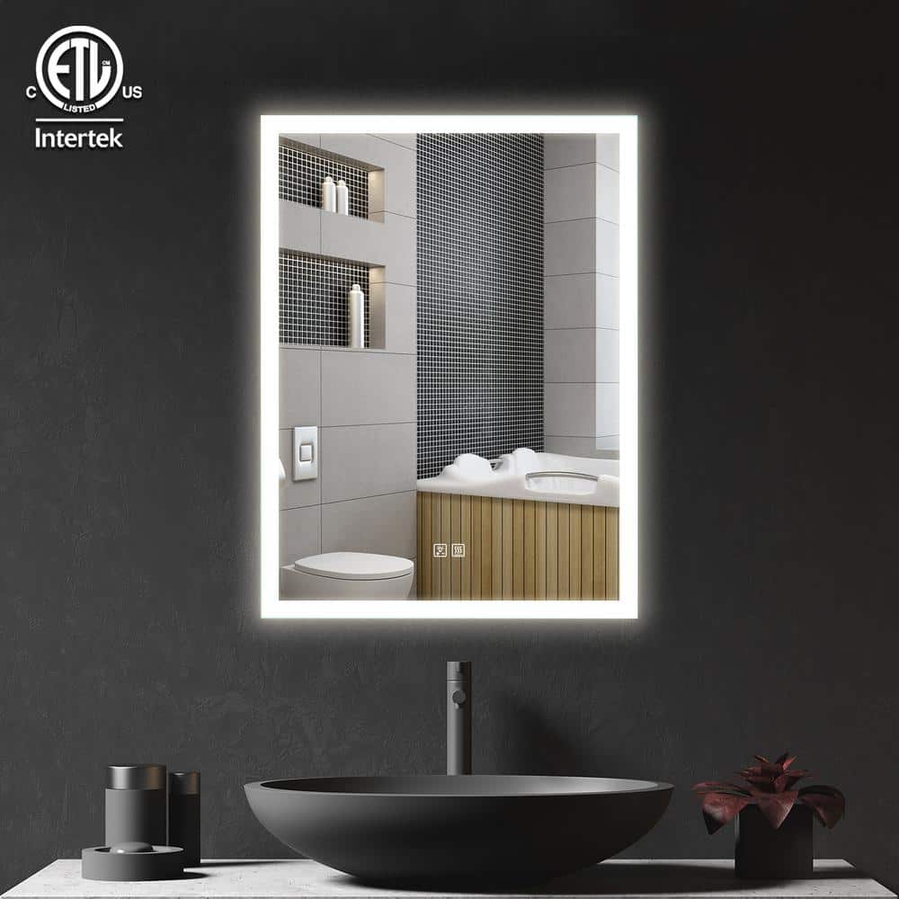 HOMLUX 24 in. W x 32 in. H Rectangular Frameless LED Light with 3-Color ...